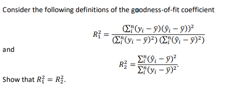 Solved Consider the following definitions of the | Chegg.com