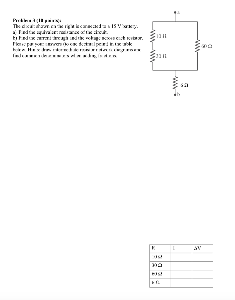 Solved Problem 3 (10 points): The circuit shown on the right | Chegg.com