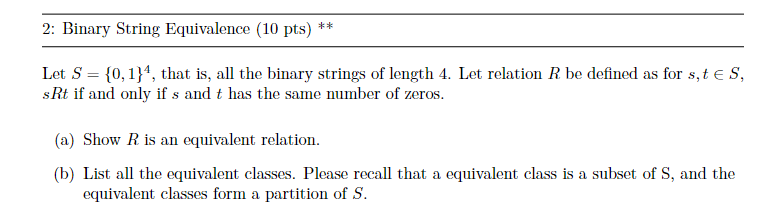 Solved Let S={0,1}4, that is, all the binary strings of | Chegg.com