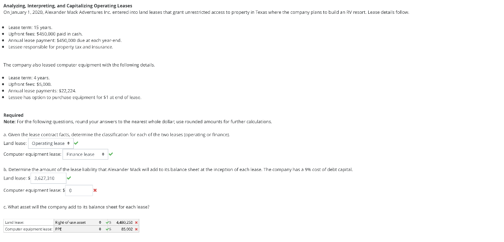 Analyzing, Interpreting and Capitalizing Operating | Chegg.com