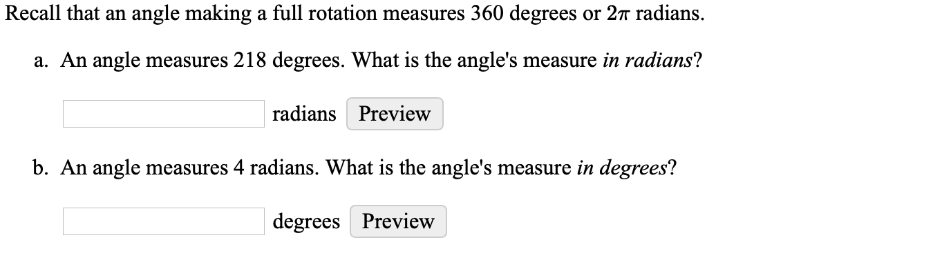 Solved Recall That An Angle Making A Full Rotation Measures