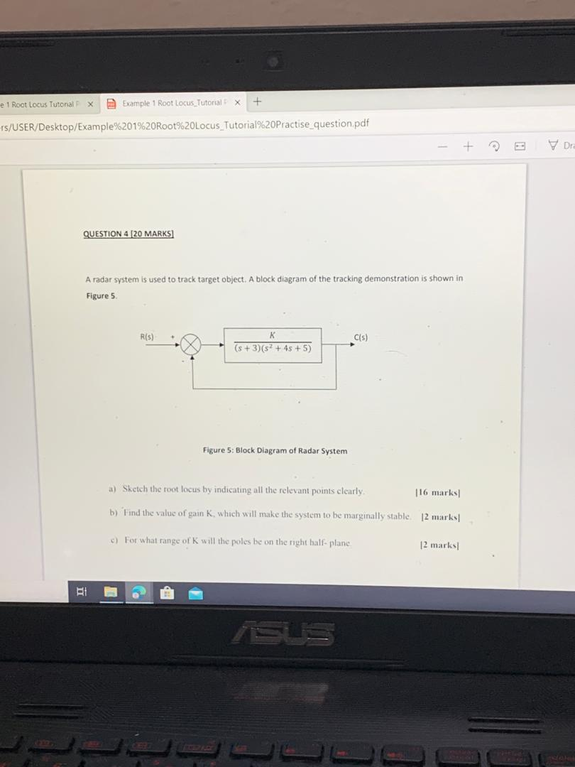 Solved e 1 Root Locus Tutonal + Example 1 Root Locus | Chegg.com