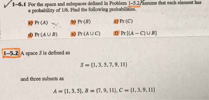 Solved For the space and subspaces defined in Problem 1-5.2 | Chegg.com