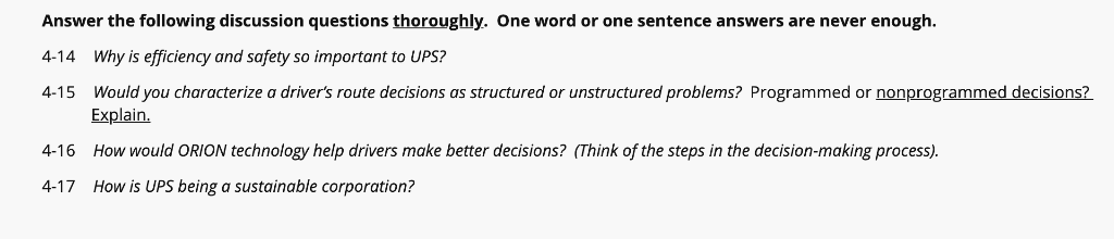 Solved Answer the following discussion questions thoroughly. | Chegg.com