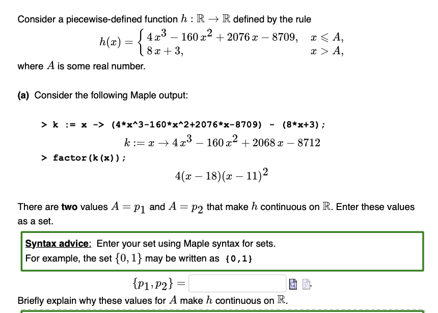 Solved Consider a piecewise-defined function h:R→R defined | Chegg.com