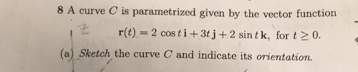 Solved 8 A curve C is parametrized given by the vector | Chegg.com