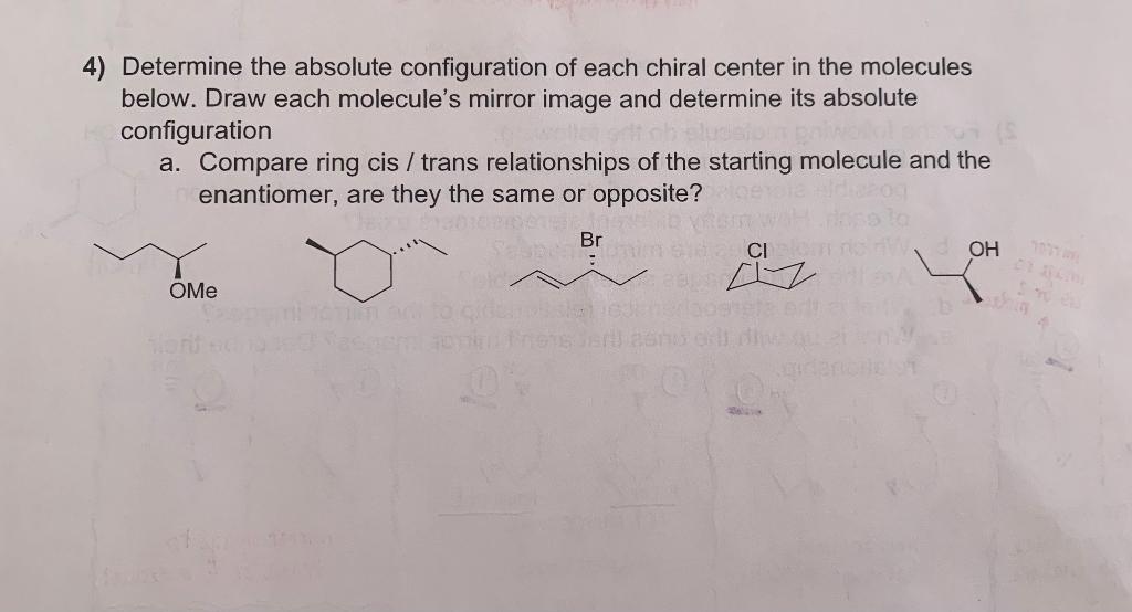 Solved 4) Determine the absolute configuration of each | Chegg.com