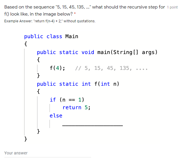 Solved Based on the sequence "5, 15, 45, 135, ..." what | Chegg.com
