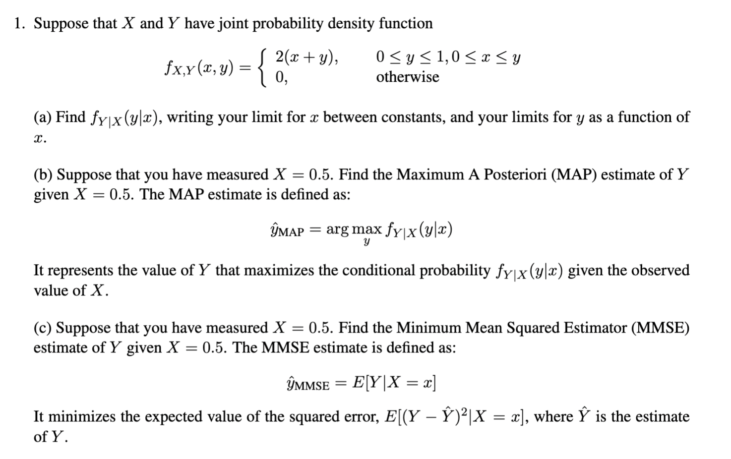 Solved Suppose that x ﻿and Y ﻿have joint probability density | Chegg.com
