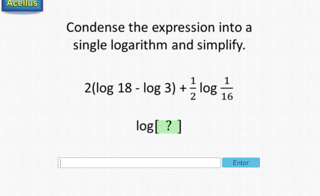 Solved Acellus Condense the expression into a single | Chegg.com