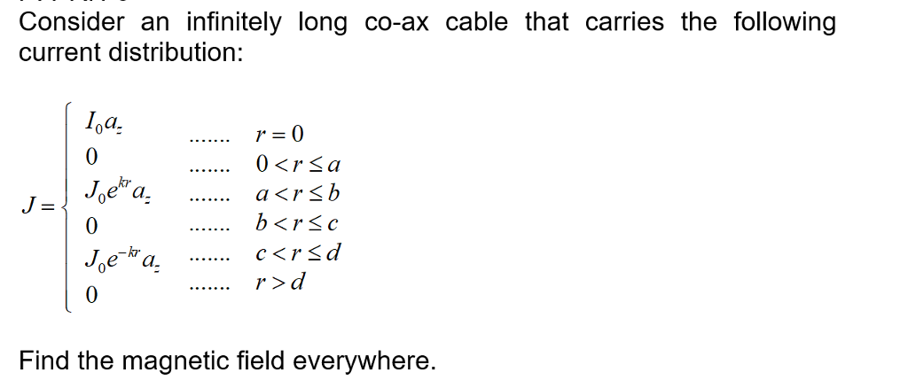 Solved Consider an infinitely long co-ax cable that carries | Chegg.com