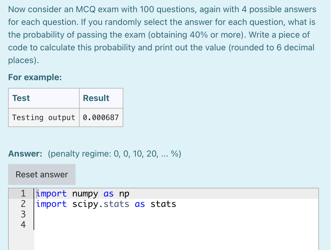 Solved Now consider an MCQ exam with 100 questions, again | Chegg.com