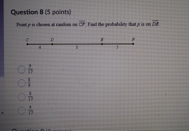 Solved Question 8 (5 points) Point p is chosen at random on | Chegg.com