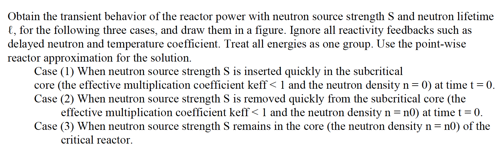 Solved Obtain the transient behavior of the reactor power | Chegg.com