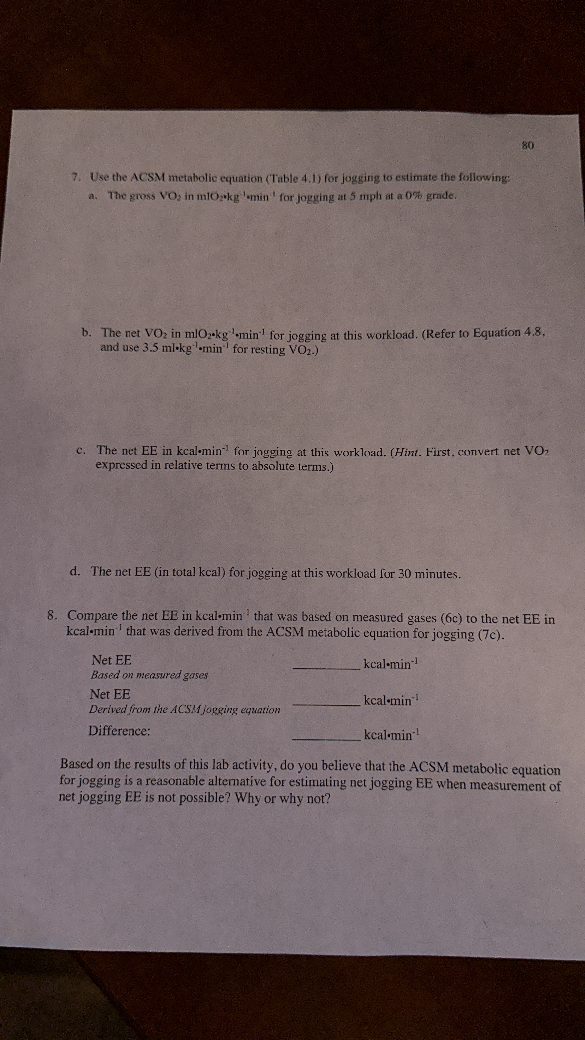 Instructions for the jogging test: 1. Choose a | Chegg.com
