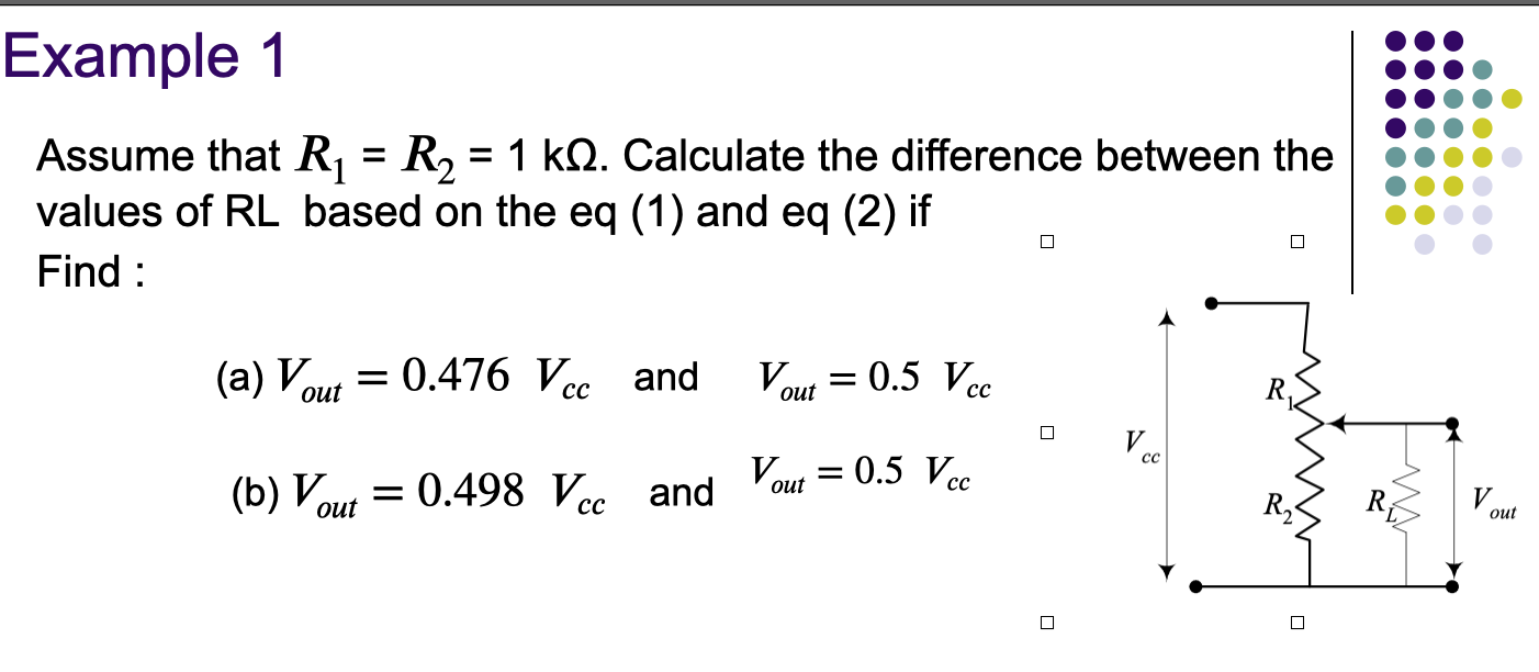 Solved Example 1 Assume that R1=R2=1kΩ. Calculate the | Chegg.com