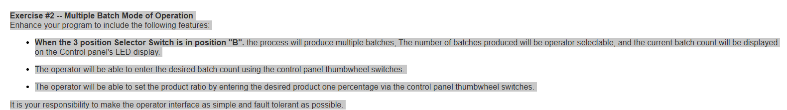 Exercise #2 -- ﻿Multiple Batch Mode of Operation | Chegg.com