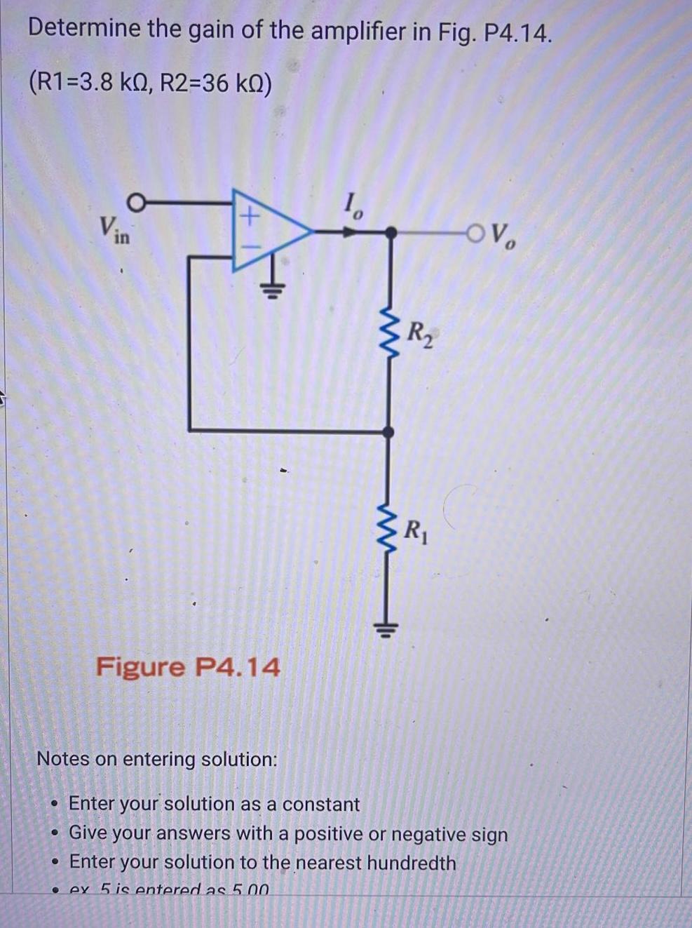 Solved Determine the gain of the amplifier in Fig. P4.14. | Chegg.com