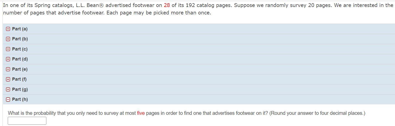 Solved In one of its Spring catalogs, L.L. Bean ℜ advertised | Chegg.com