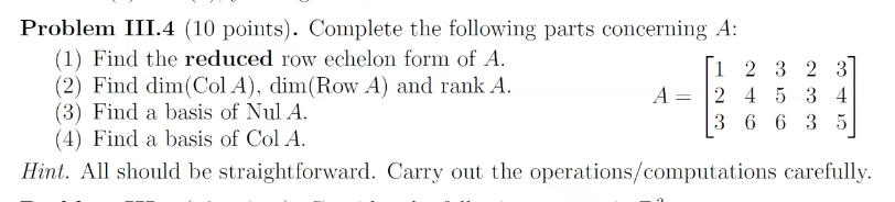 Solved Problem III.4 (10 points). Complete the following | Chegg.com