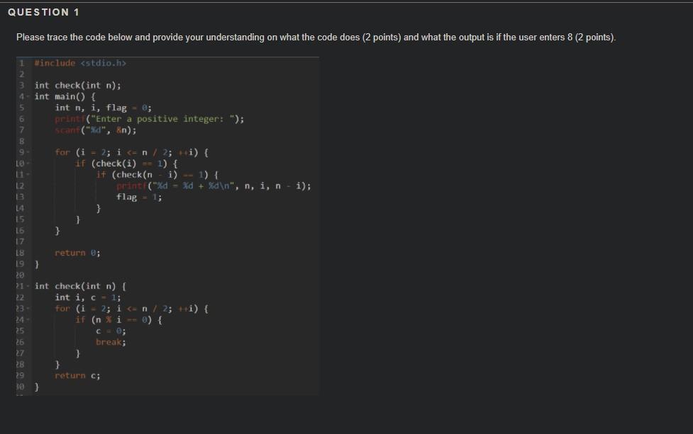 Solved QUESTION 1 Please trace the code below and provide | Chegg.com