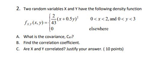 Solved 2. Two random variables \\( \\mathrm{X} \\) and \\( | Chegg.com