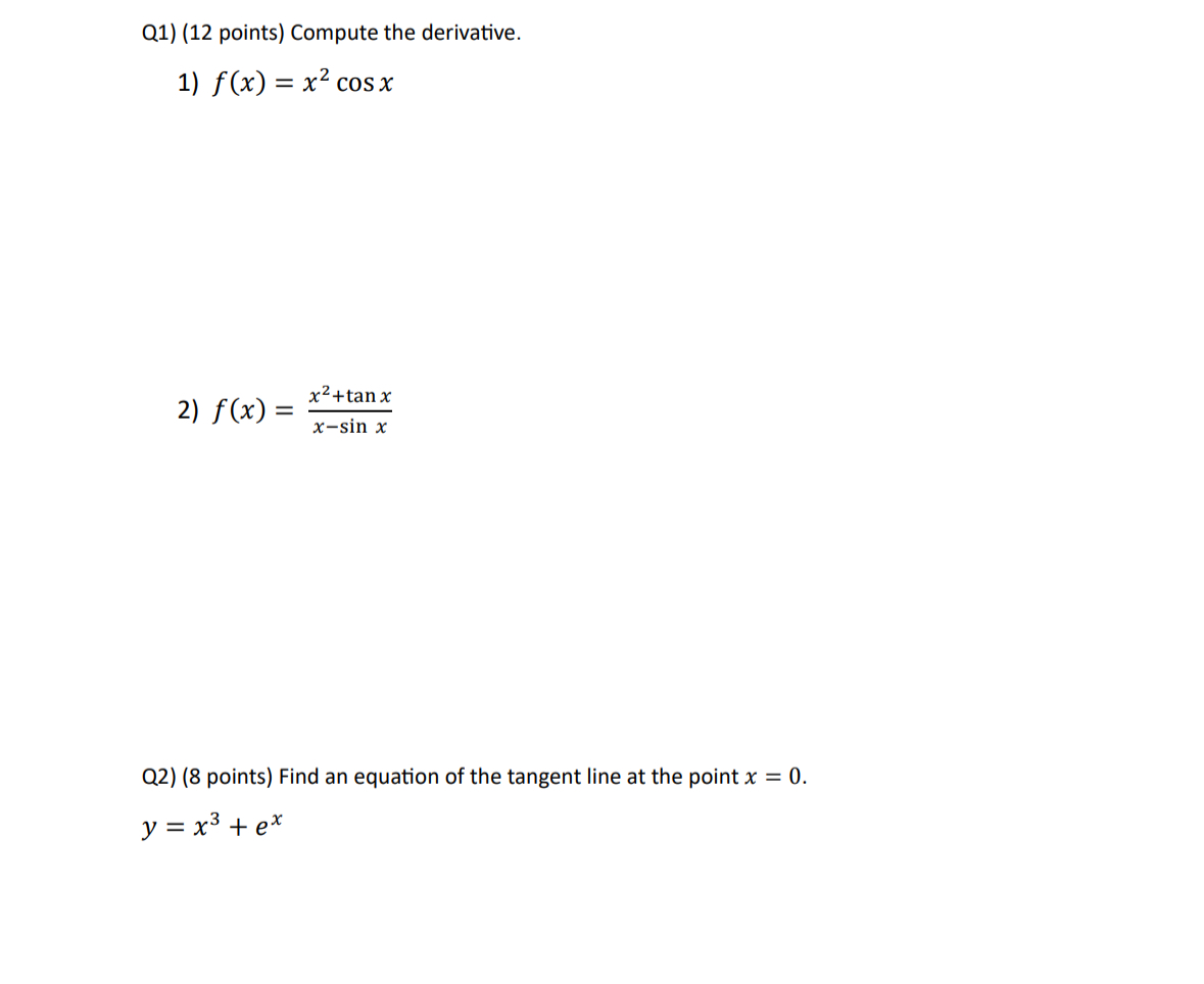Solved Q1) (12 ﻿points) ﻿Compute the | Chegg.com