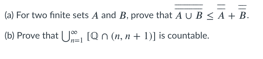 Solved (a) For two finite sets A and B, prove that A UB