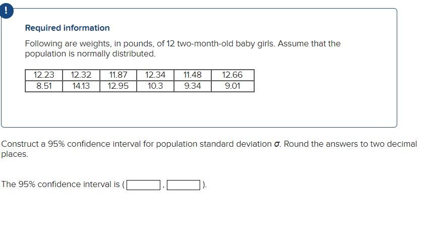 Solved Required information Following are weights, in | Chegg.com