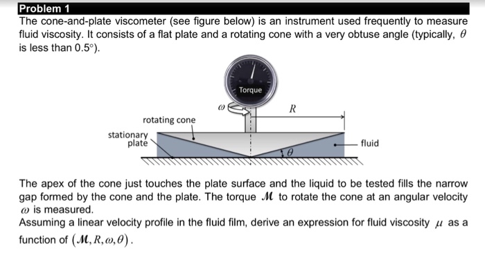 Solved The cone-and-plate viscometer (see figure below) is | Chegg.com