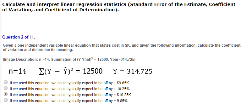 Solved Calculate and interpret linear regression statistics | Chegg.com