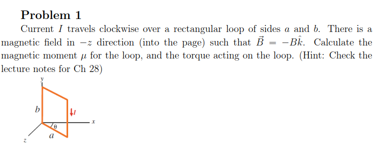 Solved Problem 1Current I travels clockwise over a | Chegg.com