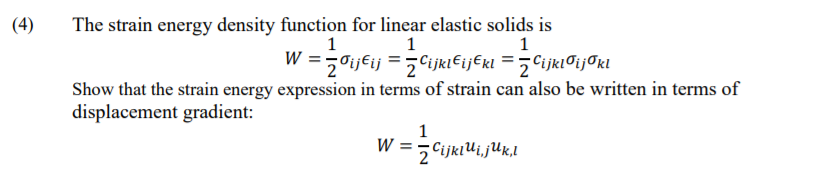 (4) The strain energy density function for linear | Chegg.com