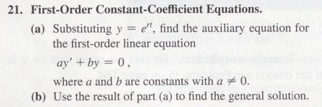 Solved 1 First Order Constant Coefficient Equations A