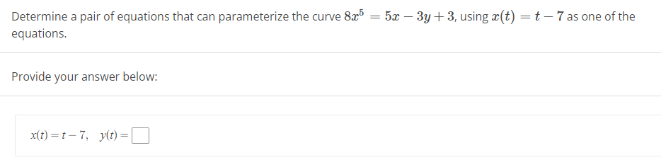 Solved Determine a pair of equations that can parameterize | Chegg.com
