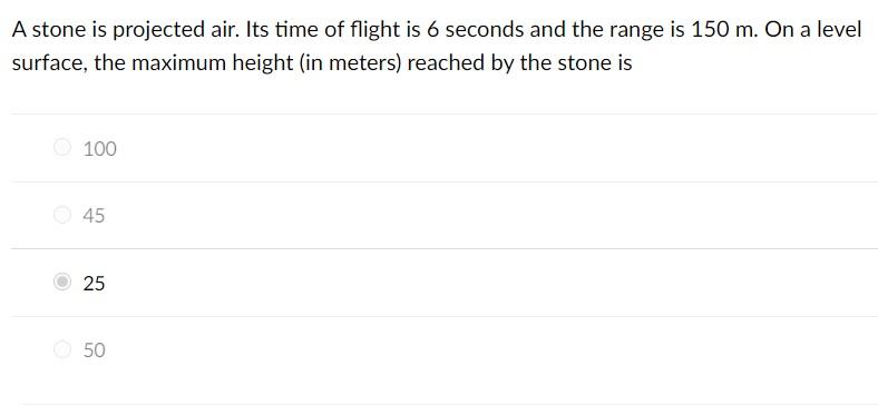 Solved A stone is projected air. Its time of flight is 6 | Chegg.com