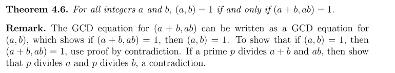 Solved Theorem 4.6. For all integers a and b,(a,b)=1 if and | Chegg.com