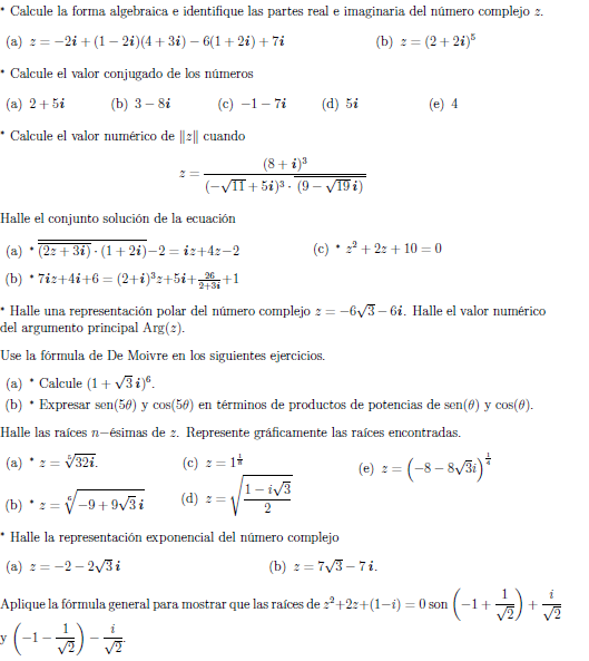 Solved . • Calcule la forma algebraica e identifique las | Chegg.com