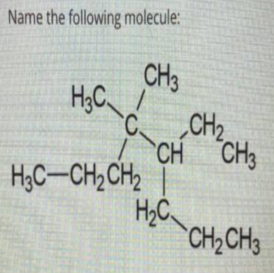 Solved Name the following molecule: CH3 H₃C ! C CH2 CH CHz | Chegg.com
