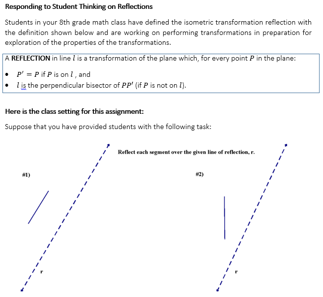 Solved Responding to Student Thinking on Reflections | Chegg.com