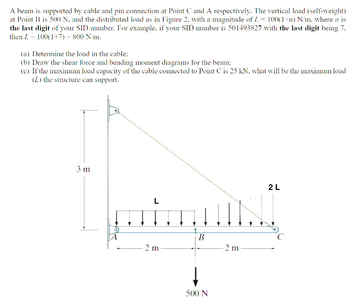 A beam is supported by cable and pin connection at | Chegg.com