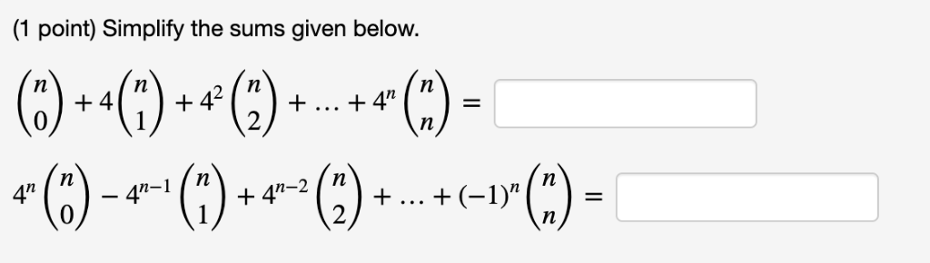 Solved (1 point) Simplify the sums given below. 2 | Chegg.com
