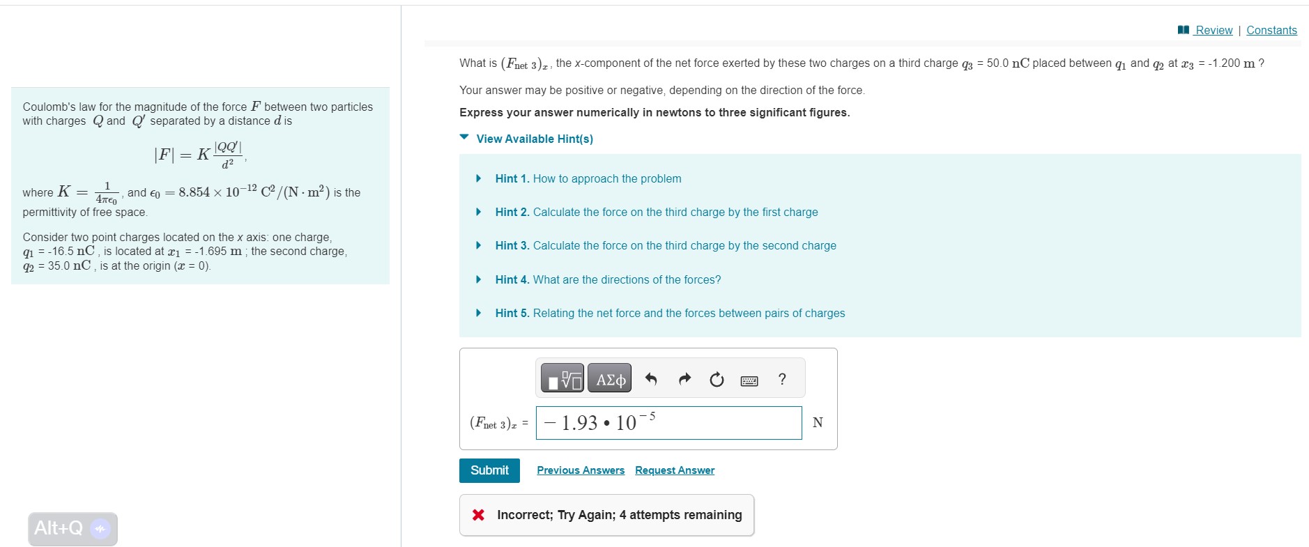 Solved What is (Fnet 3)x, the x-component of the net force | Chegg.com