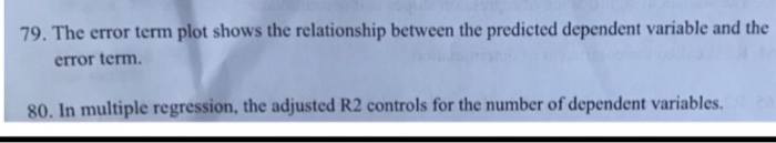 Solved 79. The error term plot shows the relationship | Chegg.com