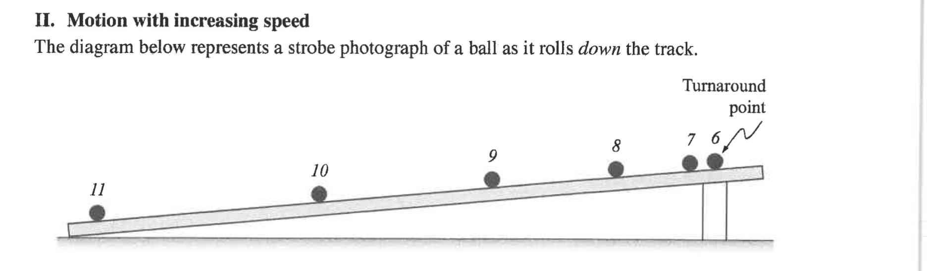 Solved II. Motion with increasing speed The diagram below | Chegg.com