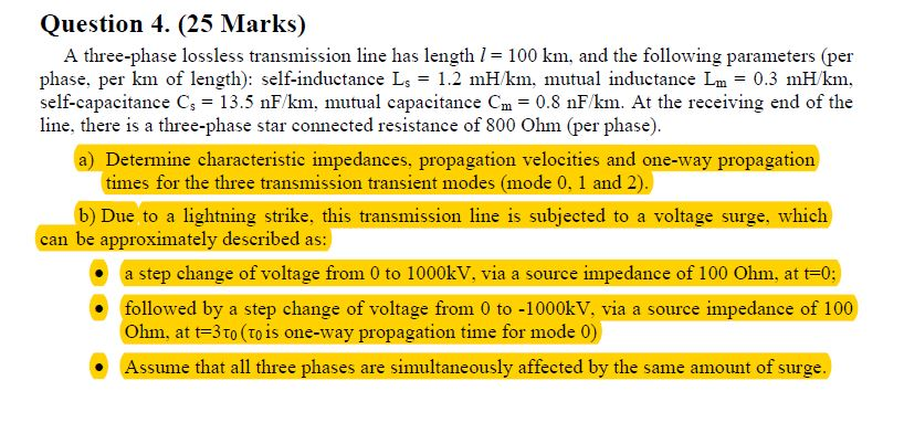 Solved Question 4. (25 Marks) A three-phase lossless | Chegg.com