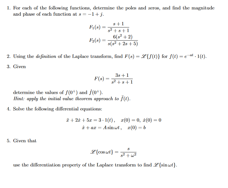 Solved For each of the following functions, determine the | Chegg.com