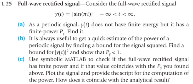 Solved 1.25 Full-wave rectified signal-Consider the | Chegg.com