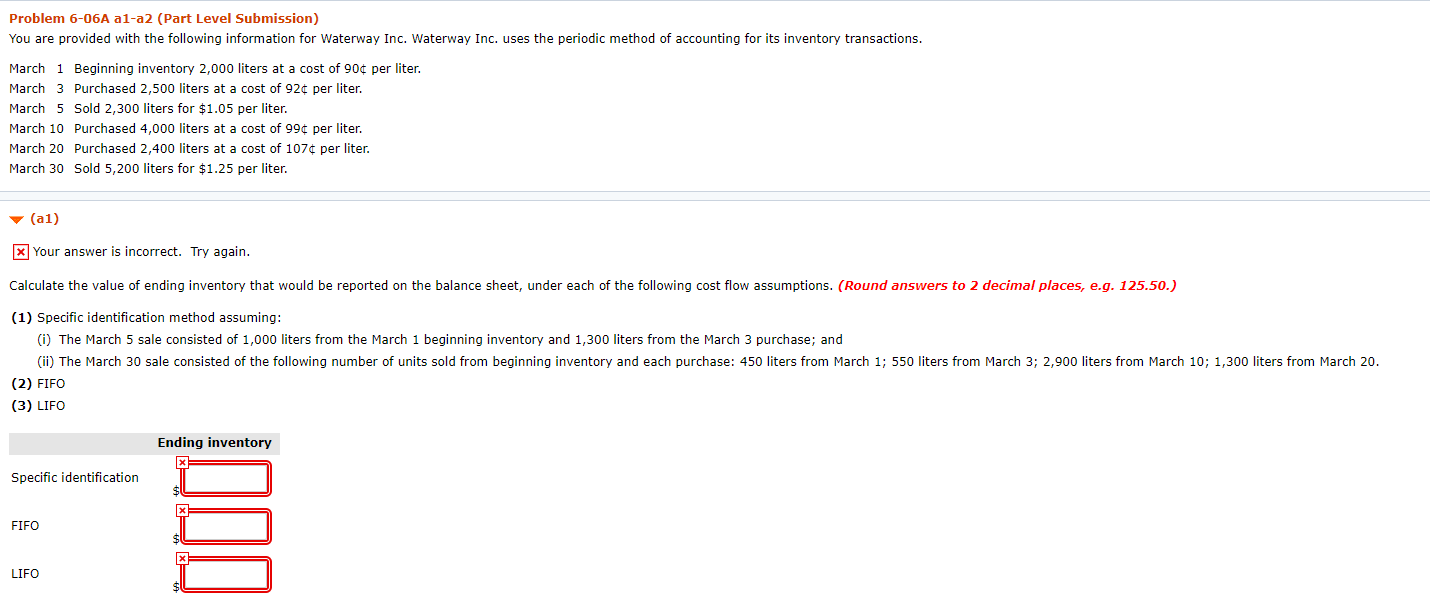 Solved Problem 6-06A al-a2 (Part Level Submission) You are | Chegg.com