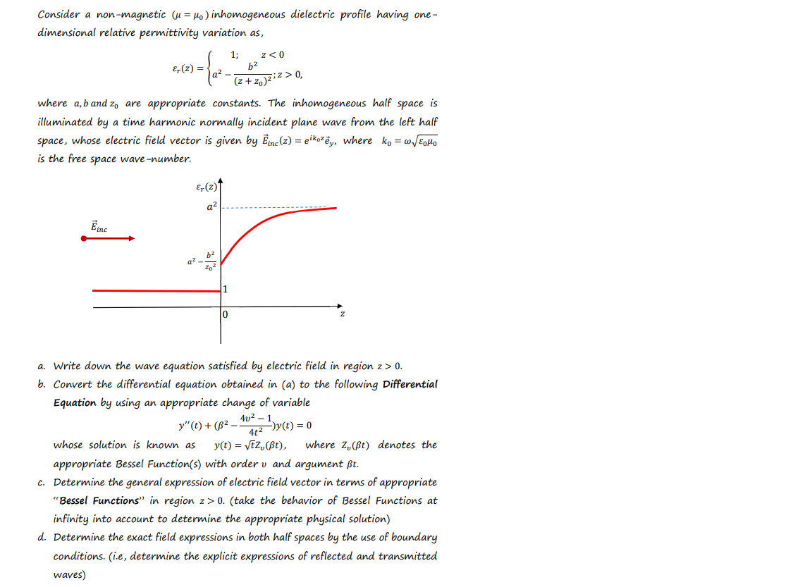 Solved Consider a non-magnetic (μ=μ0) inhomogeneous | Chegg.com